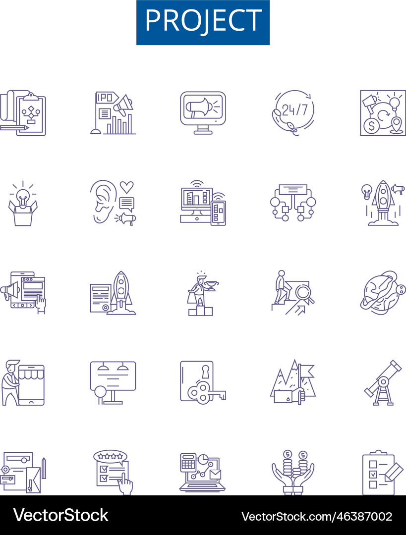 Project line icons signs set design collection Vector Image