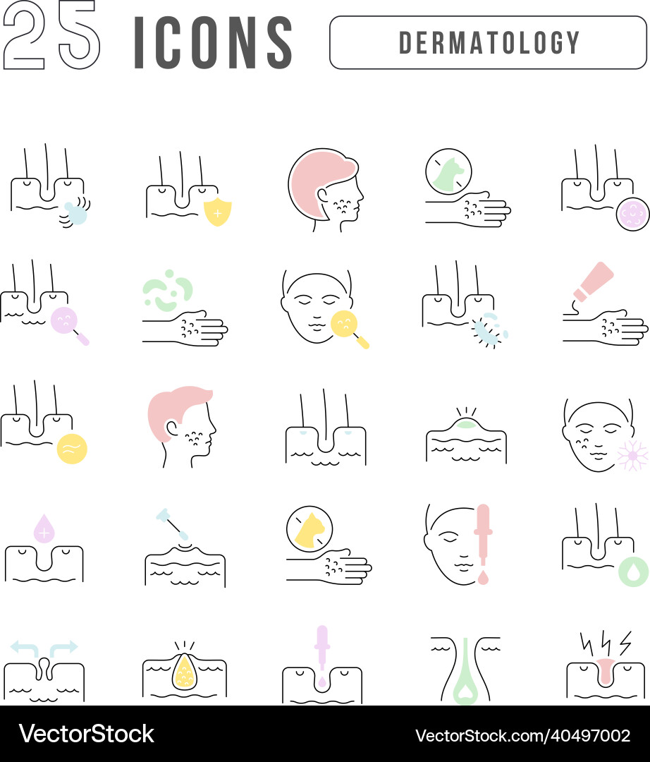 Set of linear icons dermatology Royalty Free Vector Image