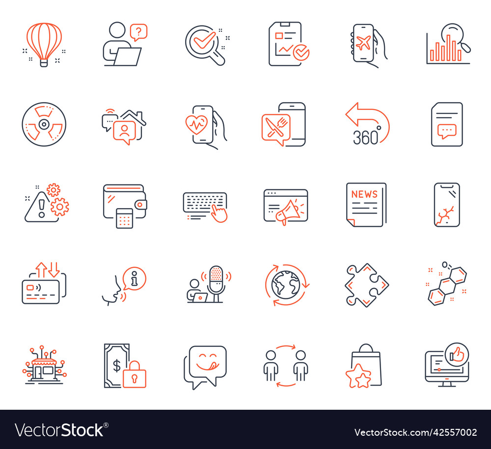 Technology icons set included icon as outsourcing Vector Image