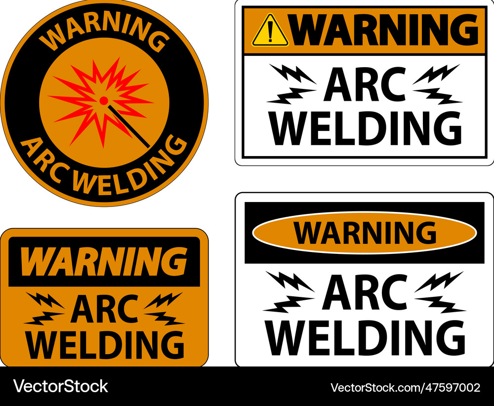 Warning sign arc welding on white background Vector Image