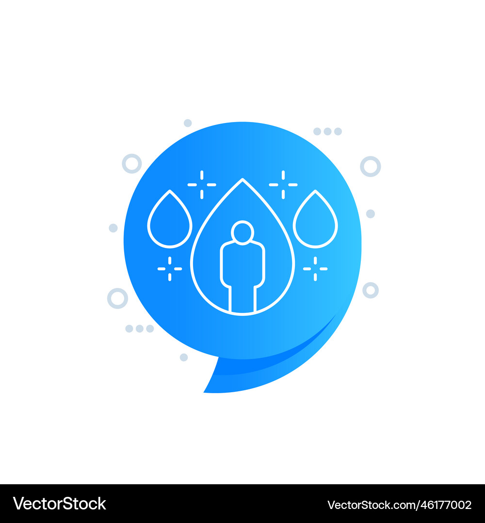 Water balance line icon man and drop Royalty Free Vector