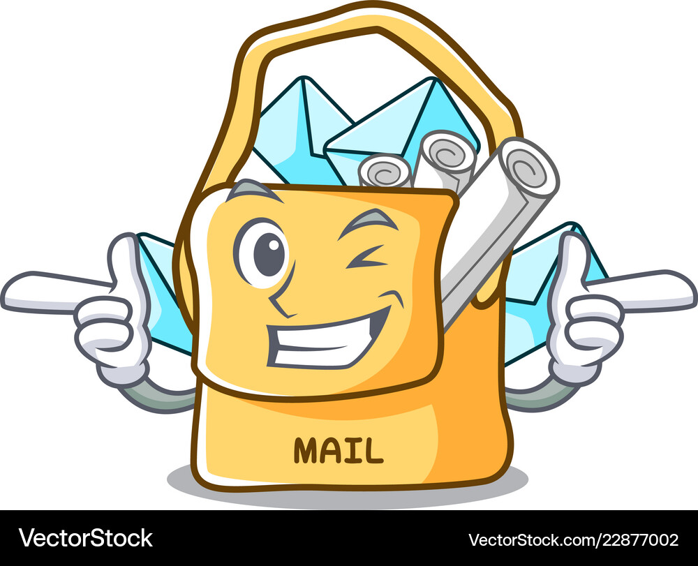 Wink the bag with shape mail cartoon Royalty Free Vector