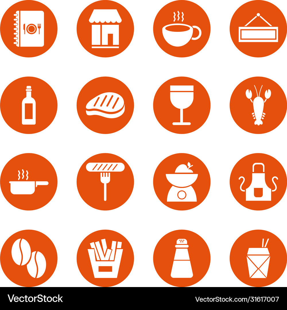 Coffee and restaurant set icons Royalty Free Vector Image