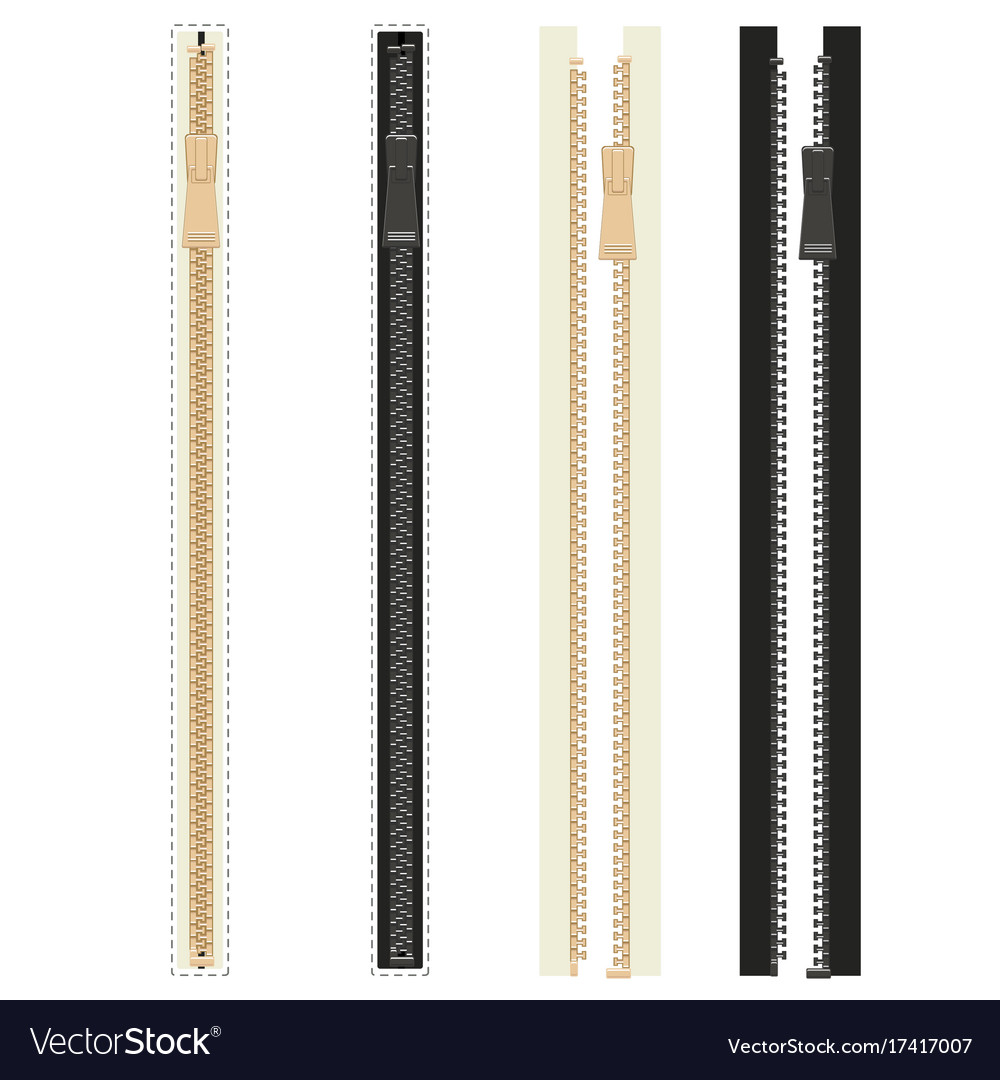 Collection of realistic zippers isolated Vector Image Collection of realistic zippers isolated Vector Image