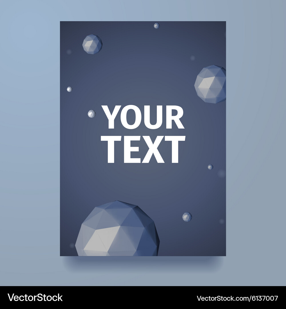 Cover with text and group of triangles spheres Vector Image