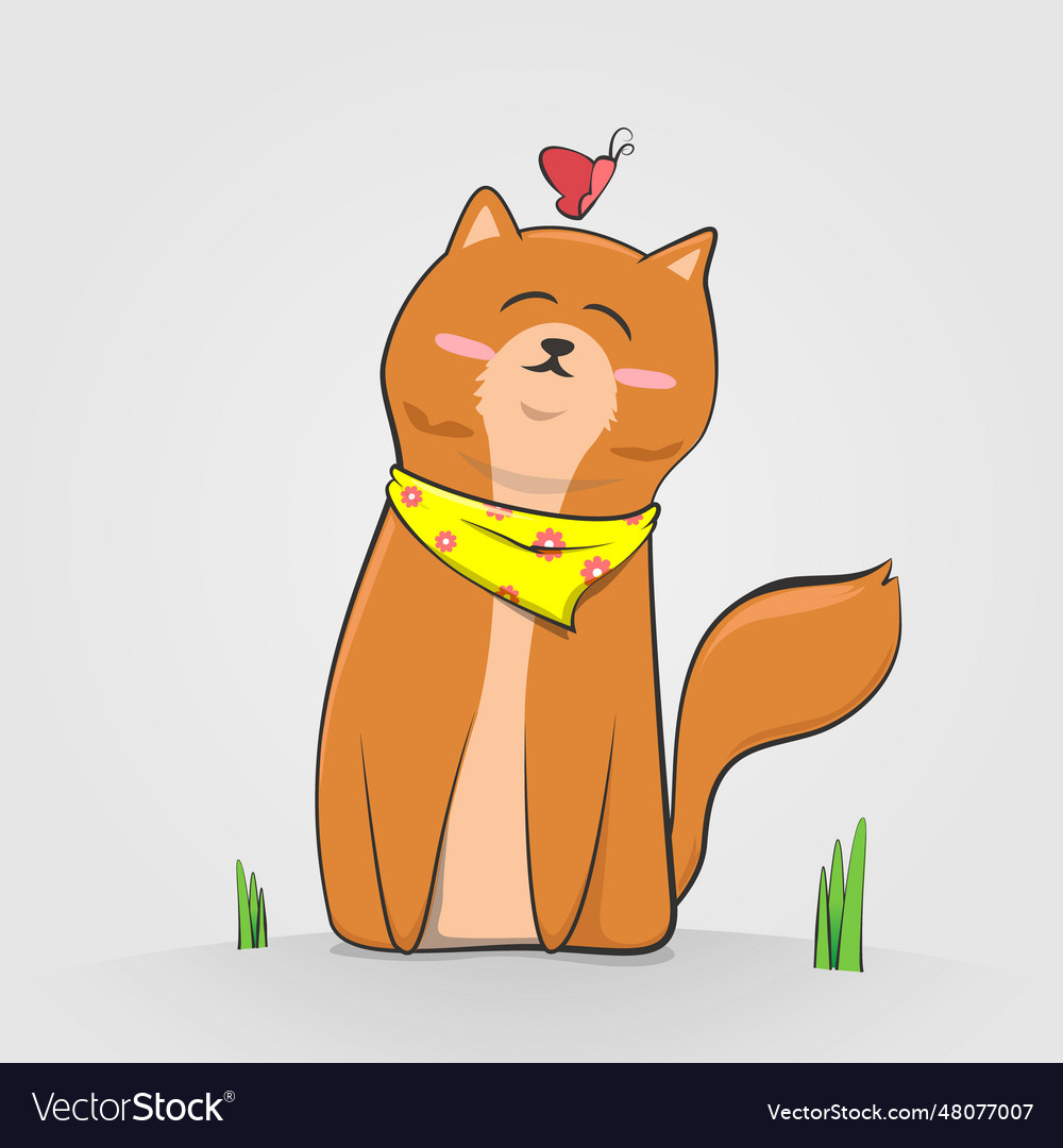 Cute fox with butterfly cartoon Royalty Free Vector Image