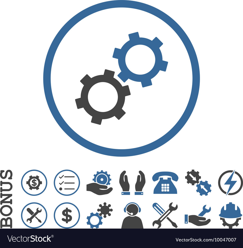 Gears flat rounded icon with bonus Royalty Free Vector Image Gears flat rounded icon with bonus Royalty Free Vector Image