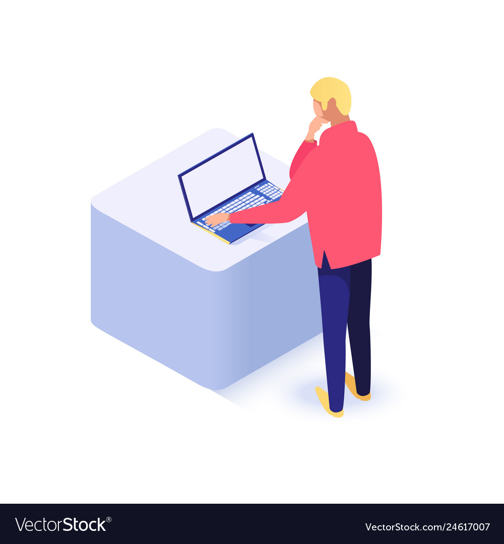 Man using laptop Royalty Free Vector Image - VectorStock