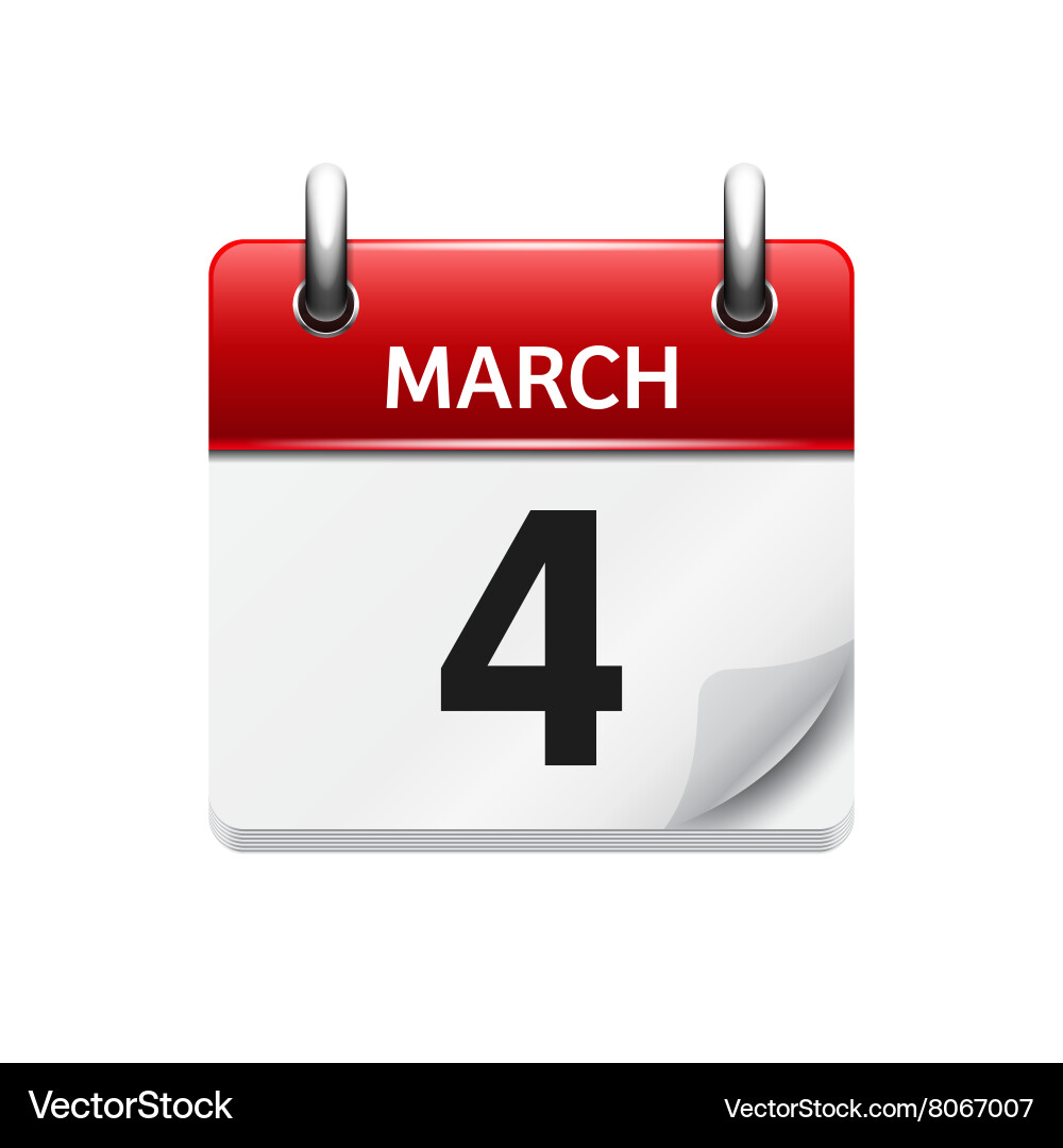 March 4 flat daily calendar icon date and Vector Image