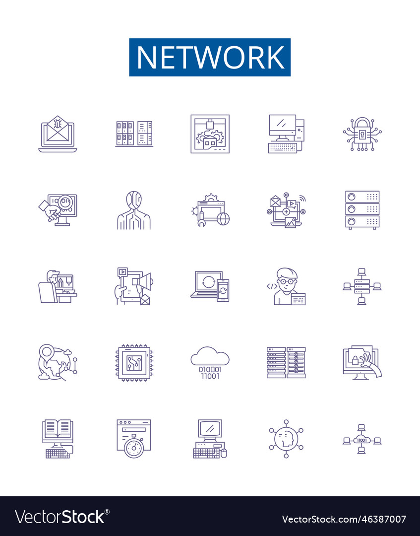 Network line icons signs set design collection Vector Image Network line icons signs set design collection Vector Image