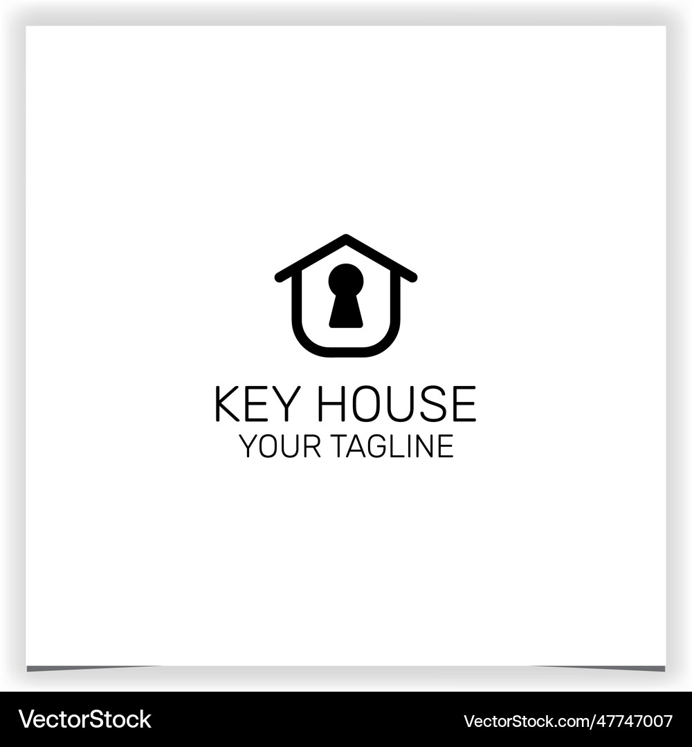 Outline key house logo premium elegant template Vector Image