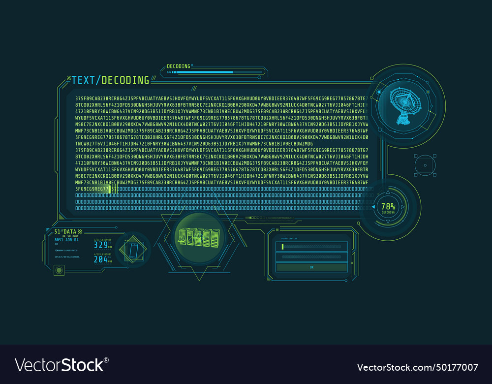 Radio telescope data processing interface Vector Image