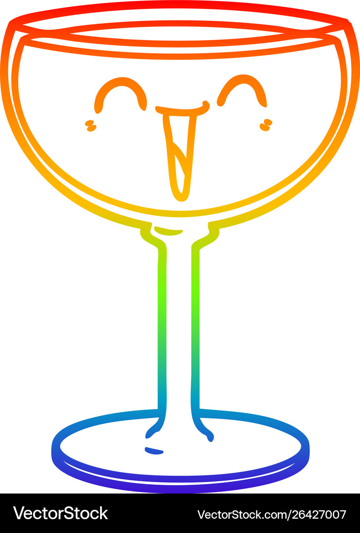 Rainbow gradient line drawing cartoon glass Vector Image