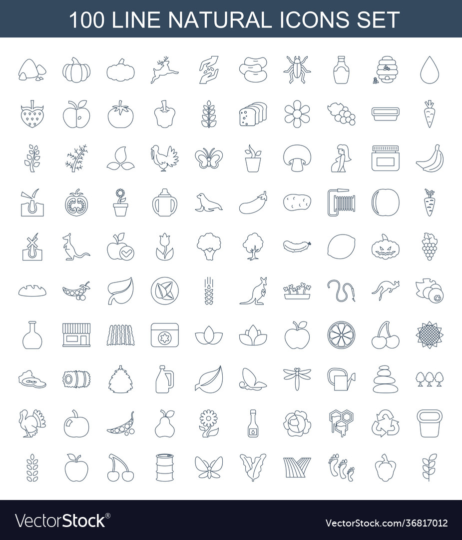 100 natural icons Royalty Free Vector Image - VectorStock
