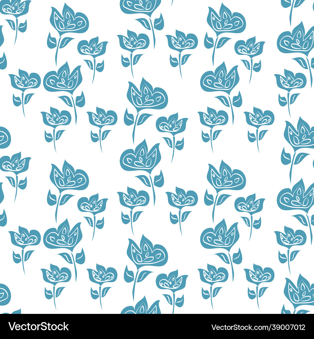 Abstract floral repeat texture in blue and white Vector Image