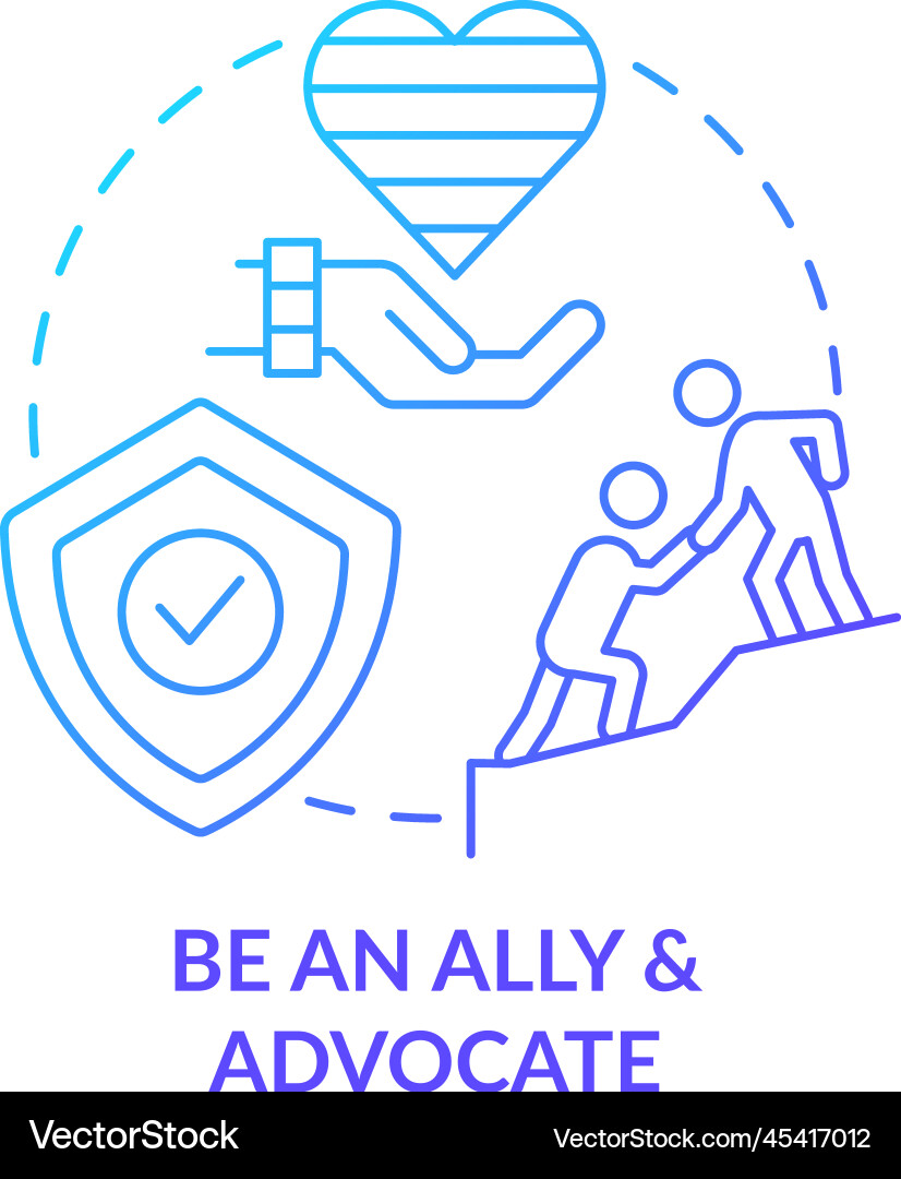 Be ally and advocate blue gradient concept icon Vector Image