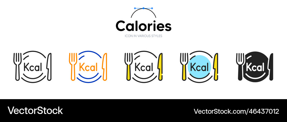 Calories line icon in different styles bicolor Vector Image