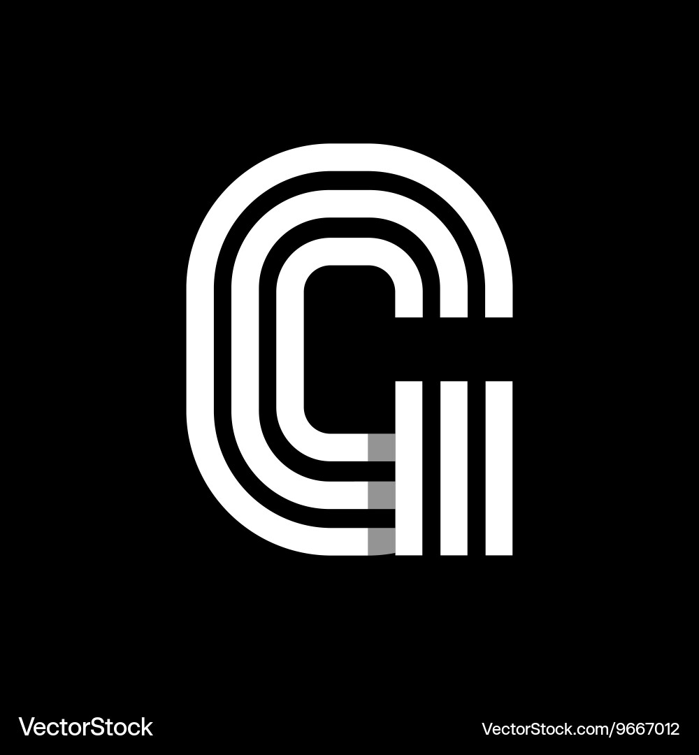 Capital letter g made three white stripes Vector Image
