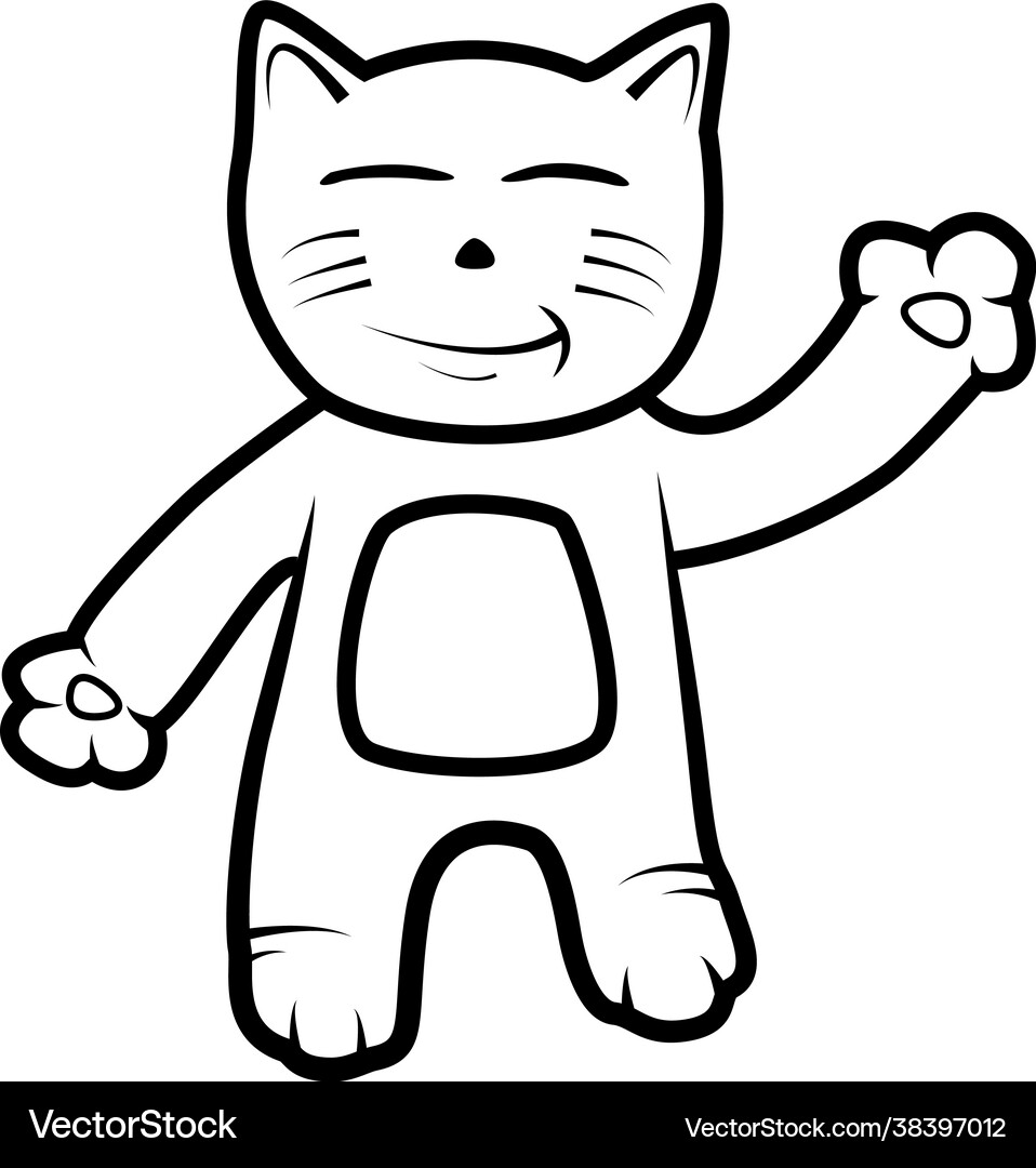 Cat no color and only line Royalty Free Vector Image