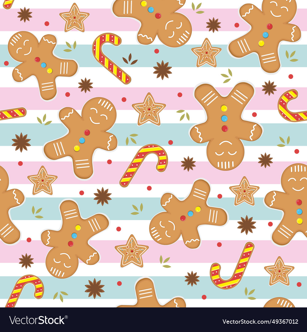 Christmas festive pattern with gingerbread man Vector Image