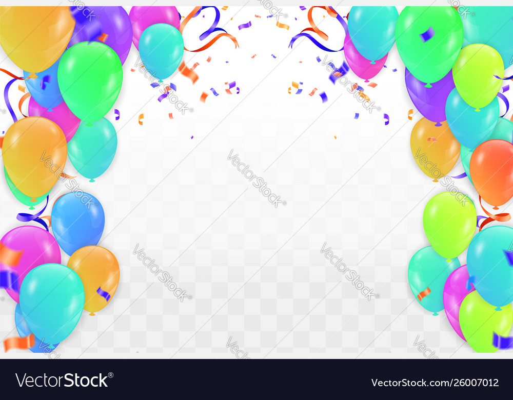 Colorful birthday balloons and confetti Royalty Free Vector