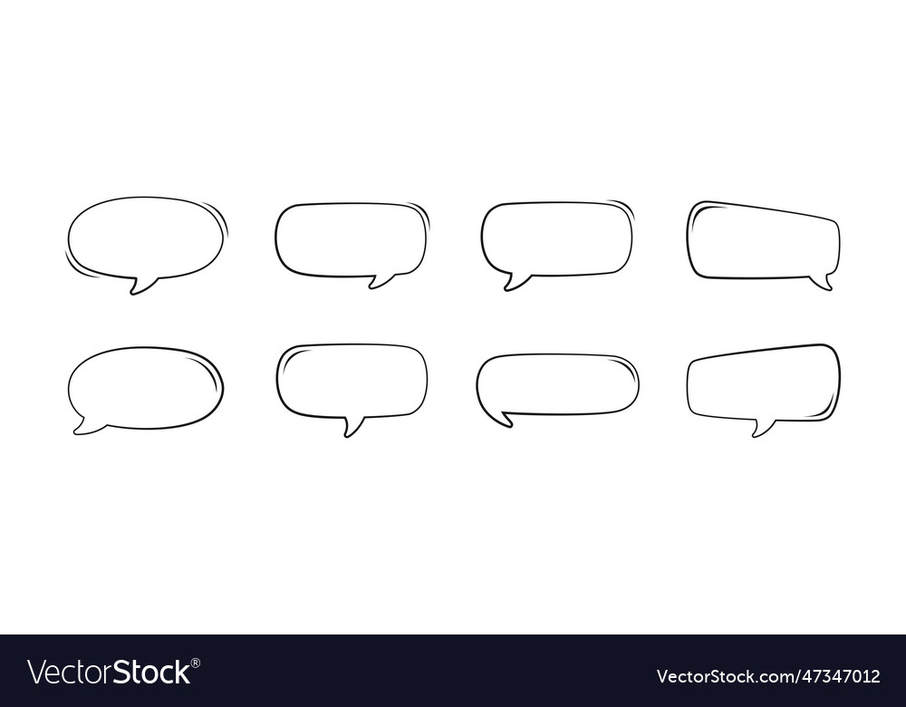Comic speech bubble outline set retro empty Vector Image