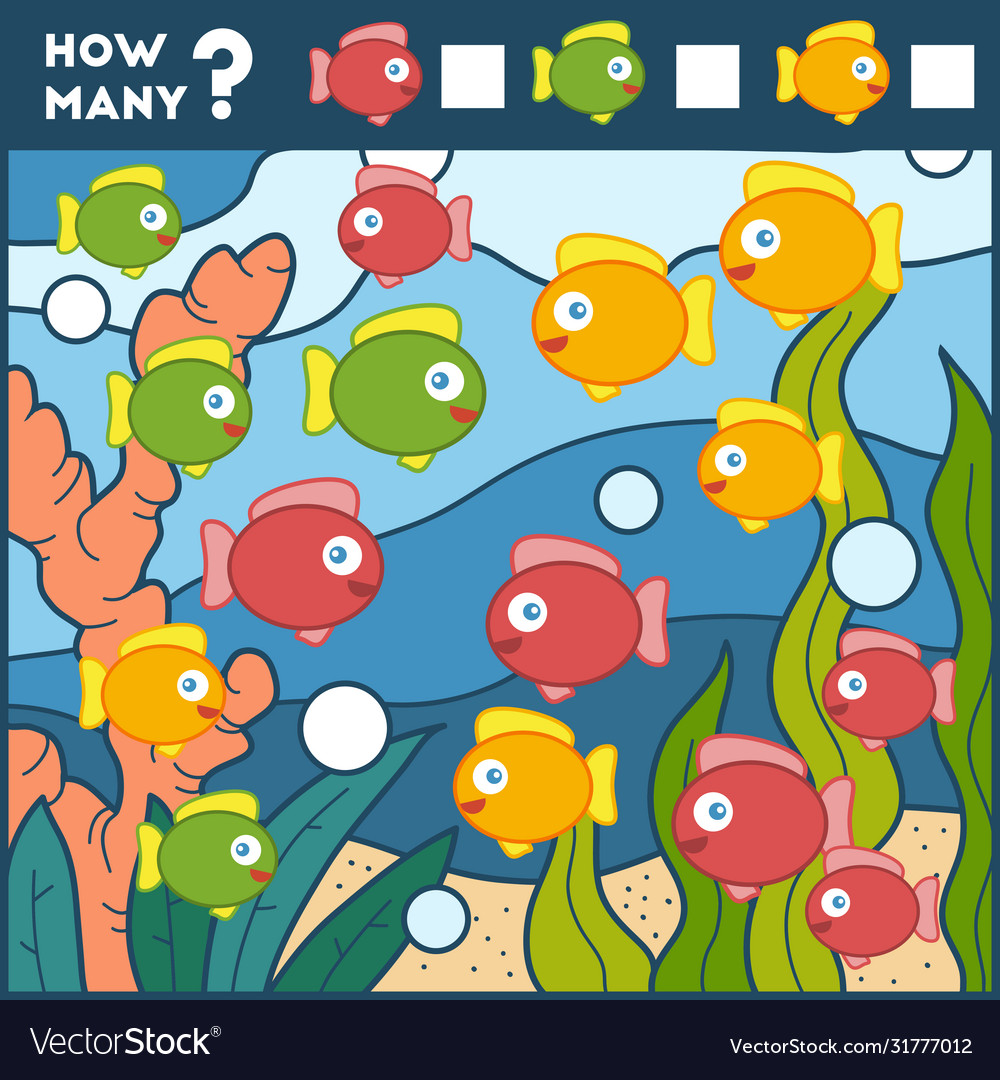 Counting game for preschool children fish Vector Image