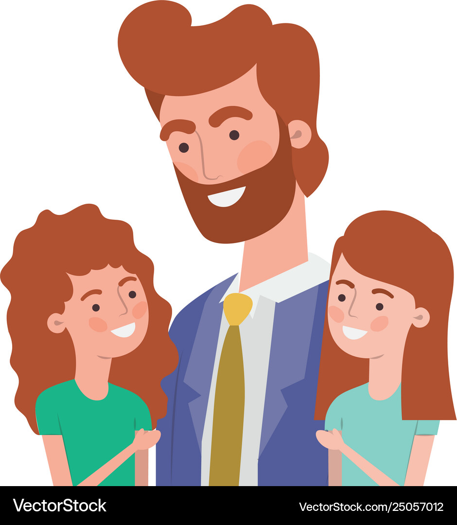Father with children avatar character Royalty Free Vector