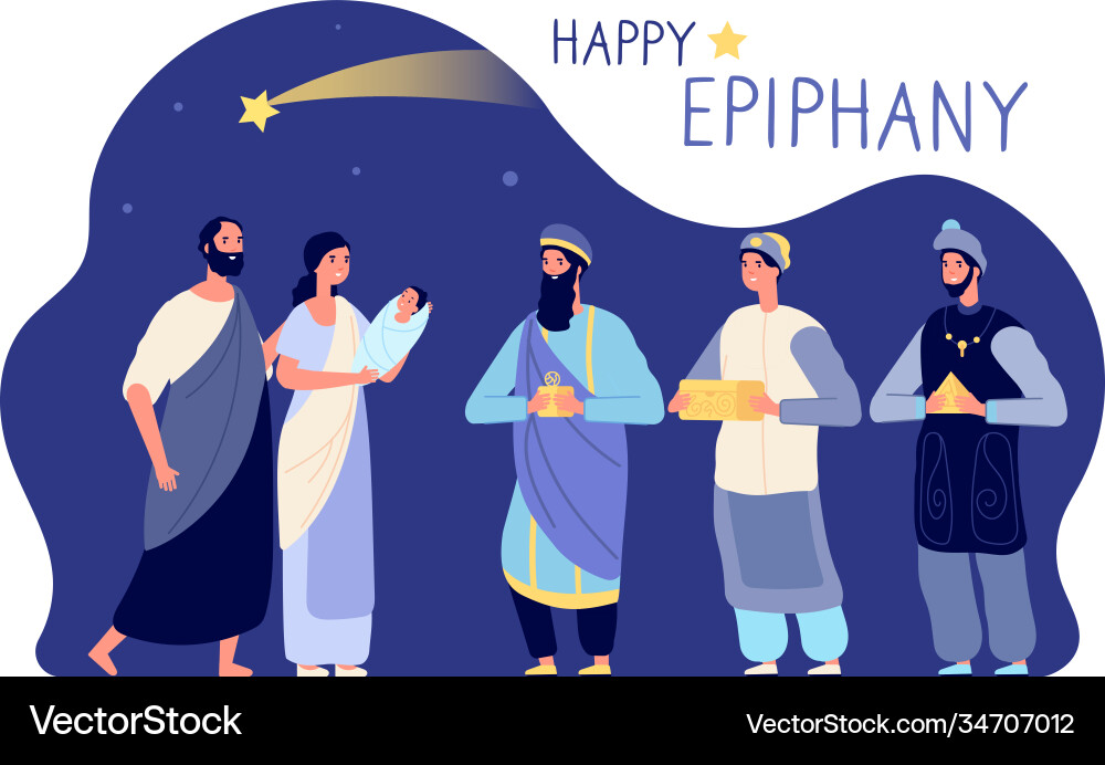 Happy epiphany three wise men winter holiday Vector Image