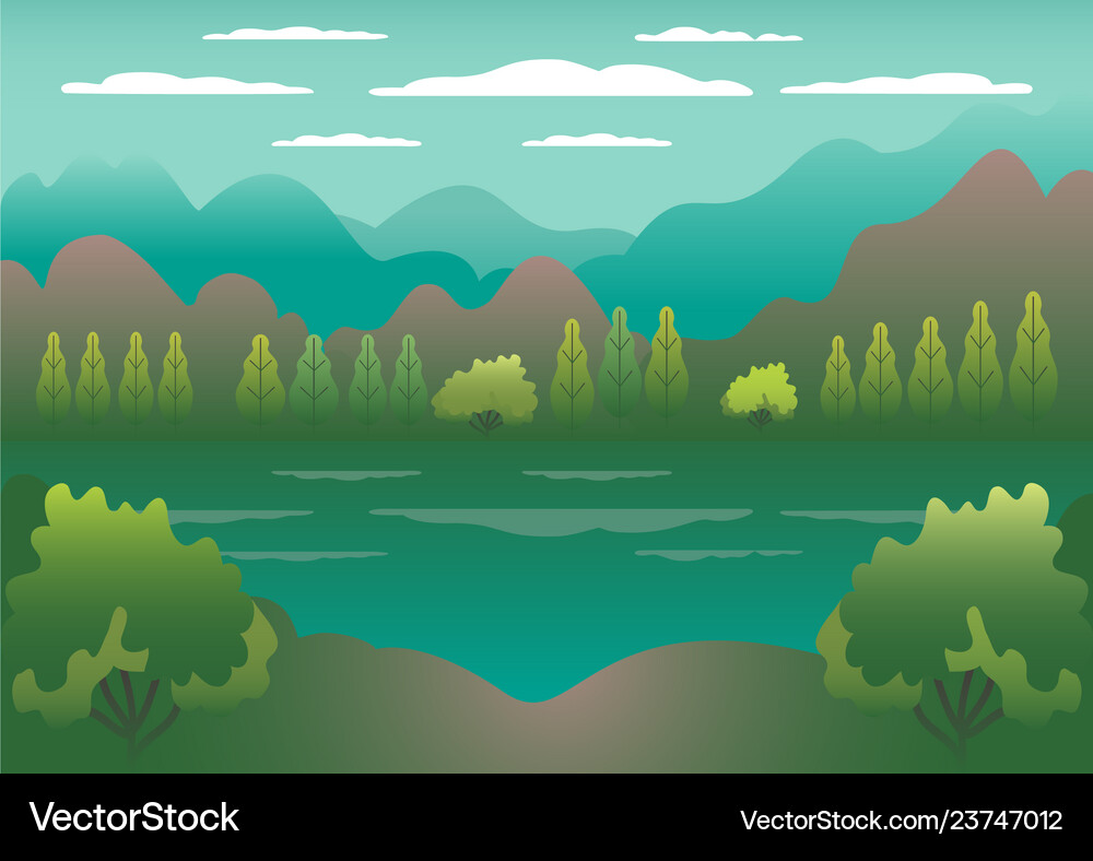 Hills landscape in flat style design valley Vector Image