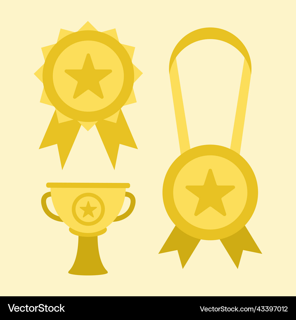 Icon set of achievement Royalty Free Vector Image