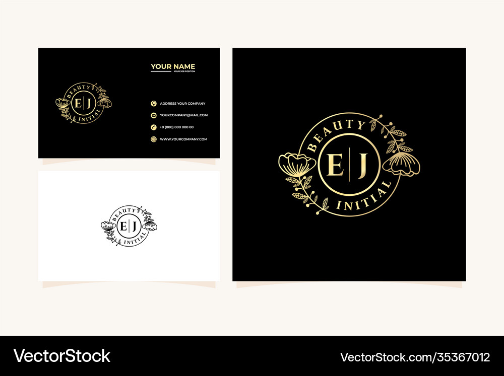 Initial ej letters hand drawn feminine and floral Vector Image
