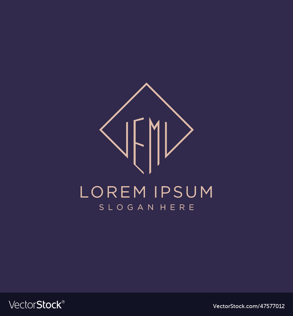 Initials em logo monogram with rectangle style Vector Image