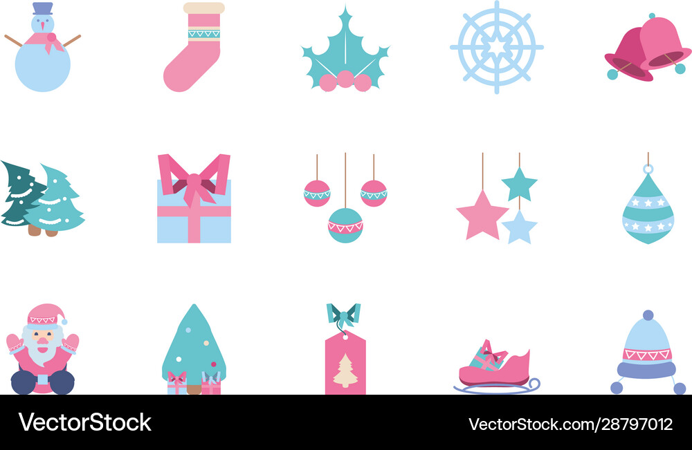 Merry christmas icon set design Royalty Free Vector Image