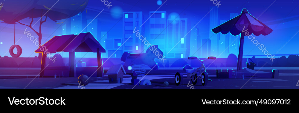 Playground in night time - cartoon Royalty Free Vector Image