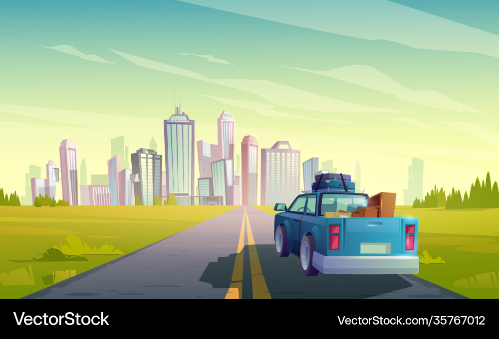 Relocation to another city truck with freight Vector Image