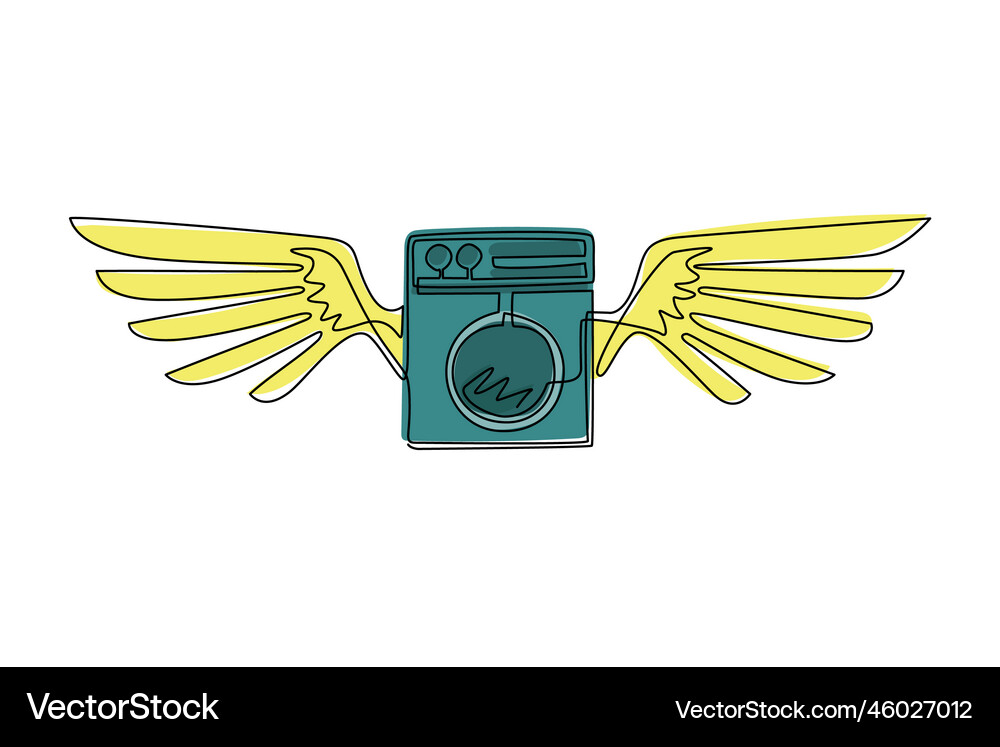 Single continuous line drawing modern laundry Vector Image