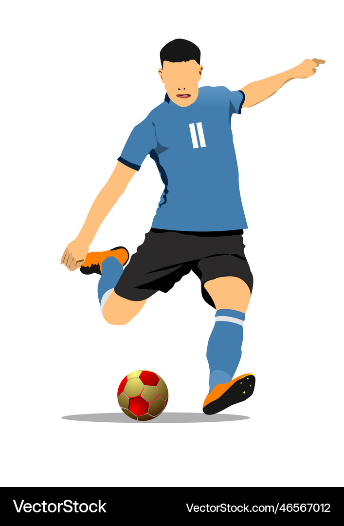 Soccer player with ball colored 3d for designers Vector Image