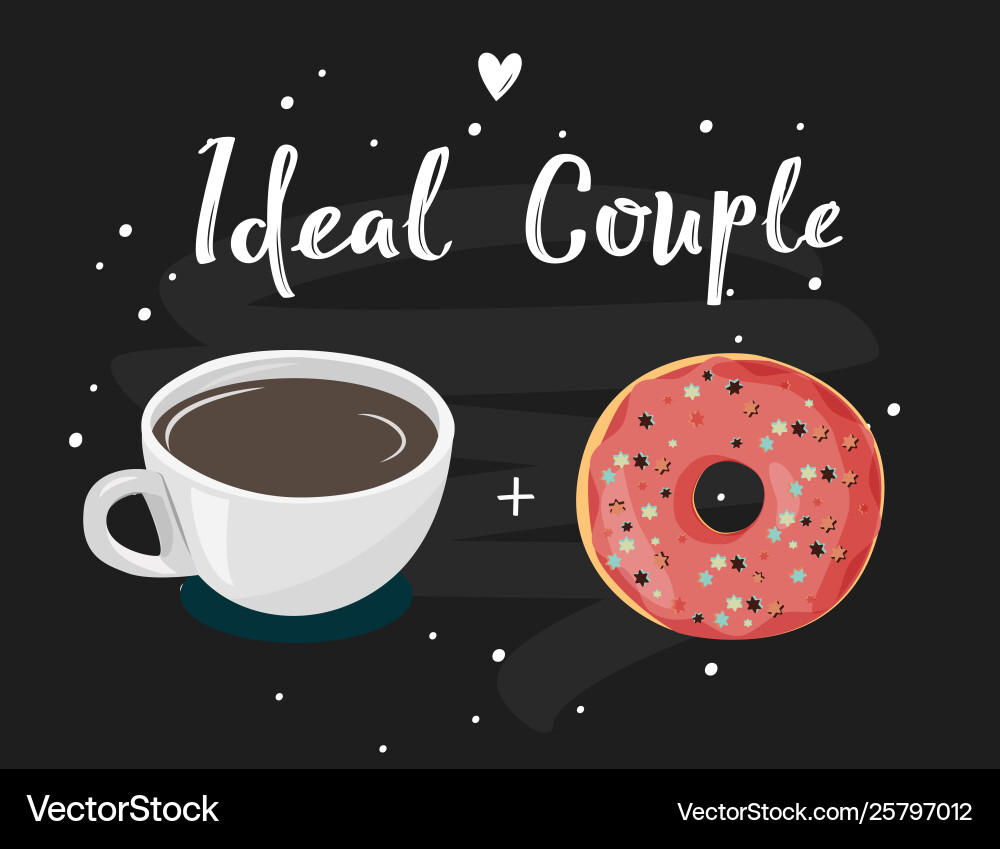 Tea coffee and donat Royalty Free Vector Image