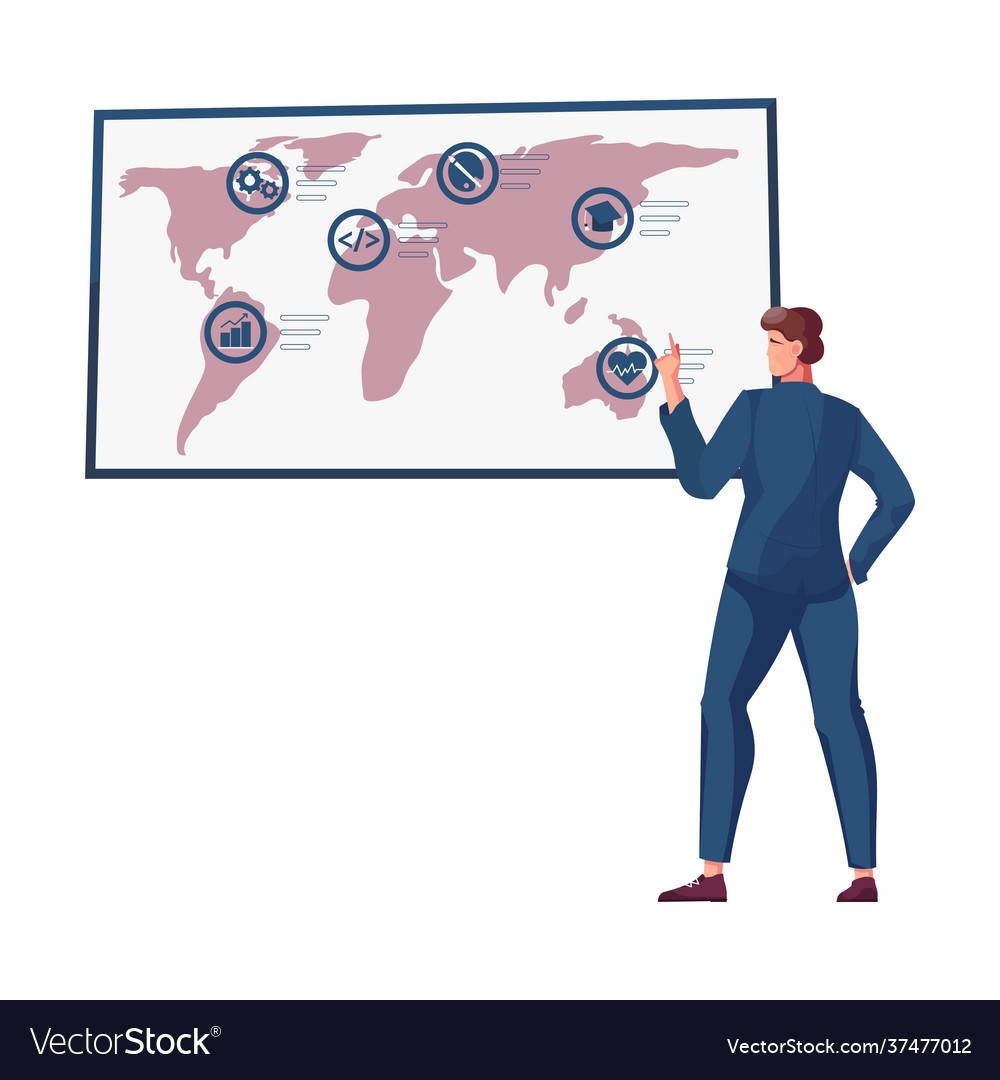 Work migration map composition Royalty Free Vector Image