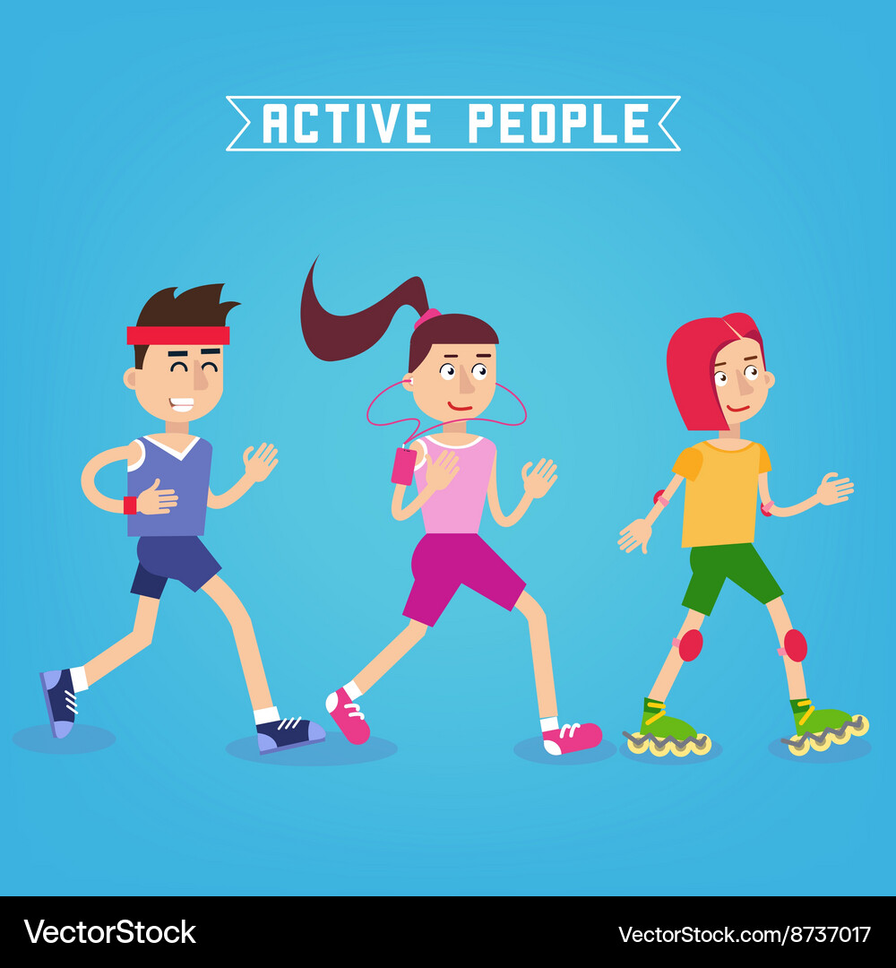 Active People Man and Woman Runners Royalty Free Vector