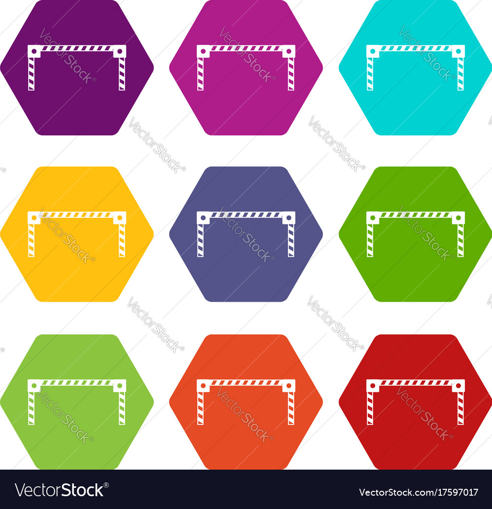 Barrier icon set color hexahedron Royalty Free Vector Image