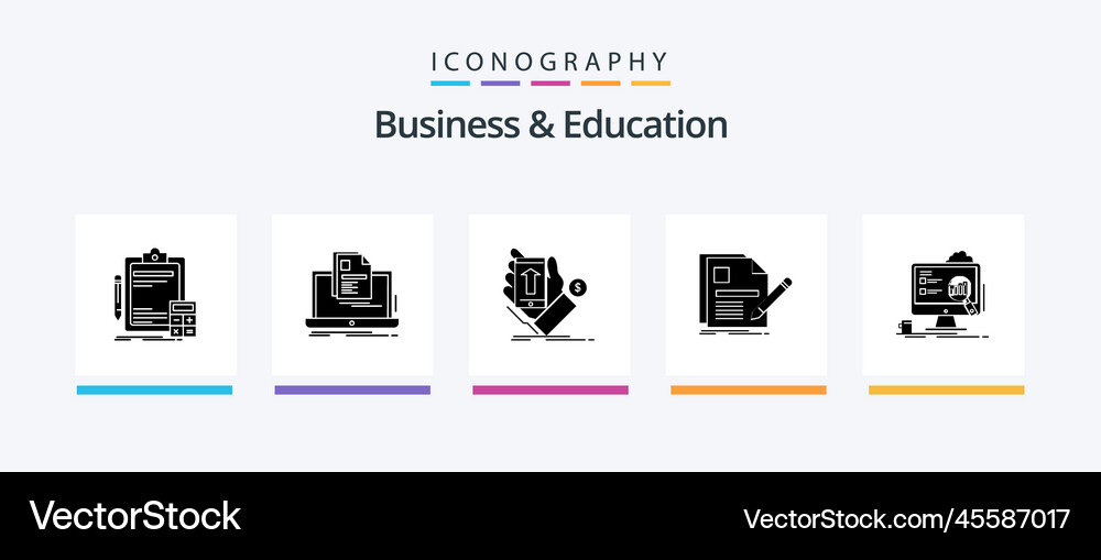 Business and education glyph 5 icon pack Vector Image