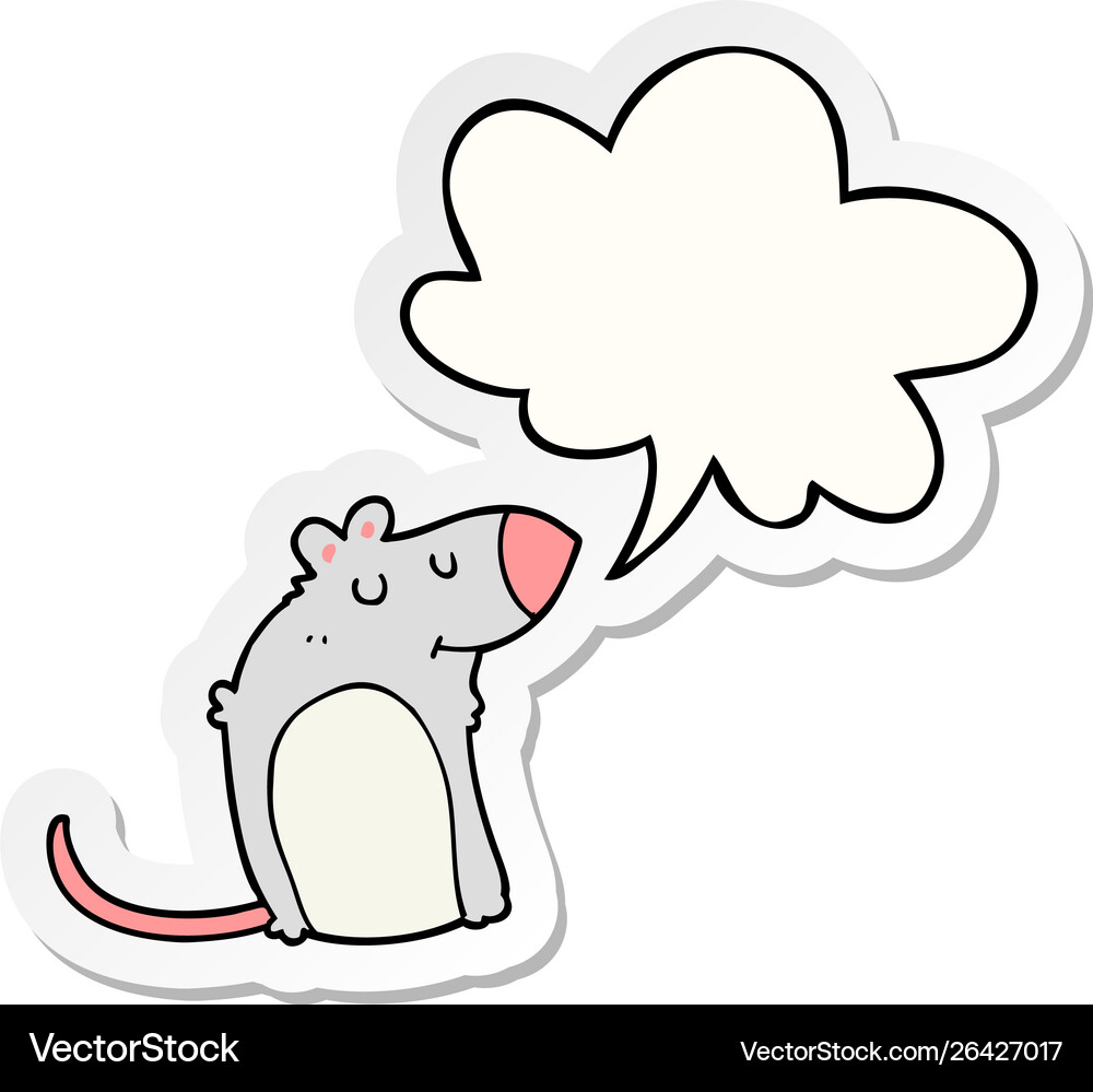 Cartoon fat rat and speech bubble sticker Vector Image