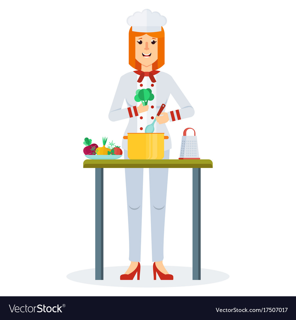 Chef cook vegetables Royalty Free Vector Image