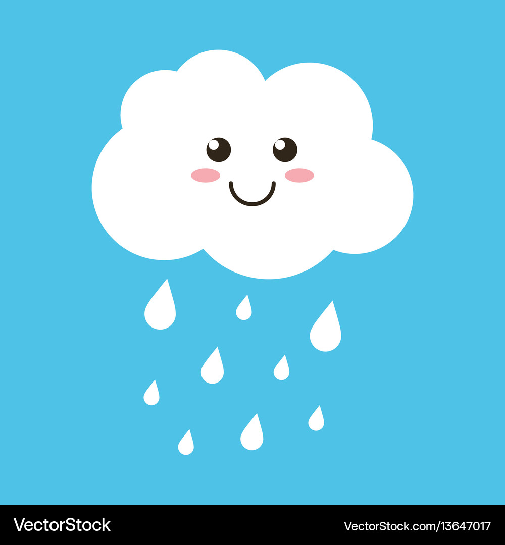 Cute Cloud Character with Raindrops Royalty Free Vector