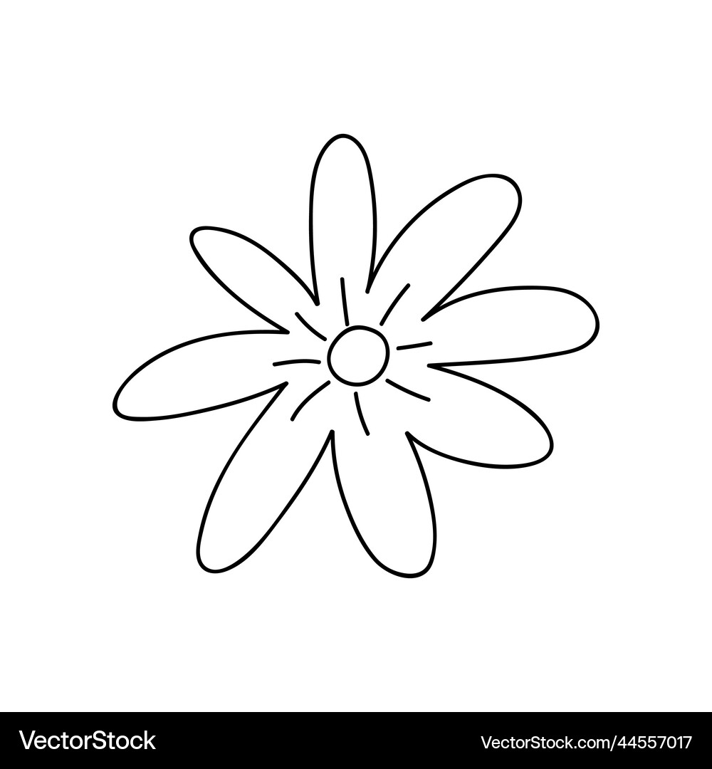 Cute doodle flower isolated on white background Vector Image