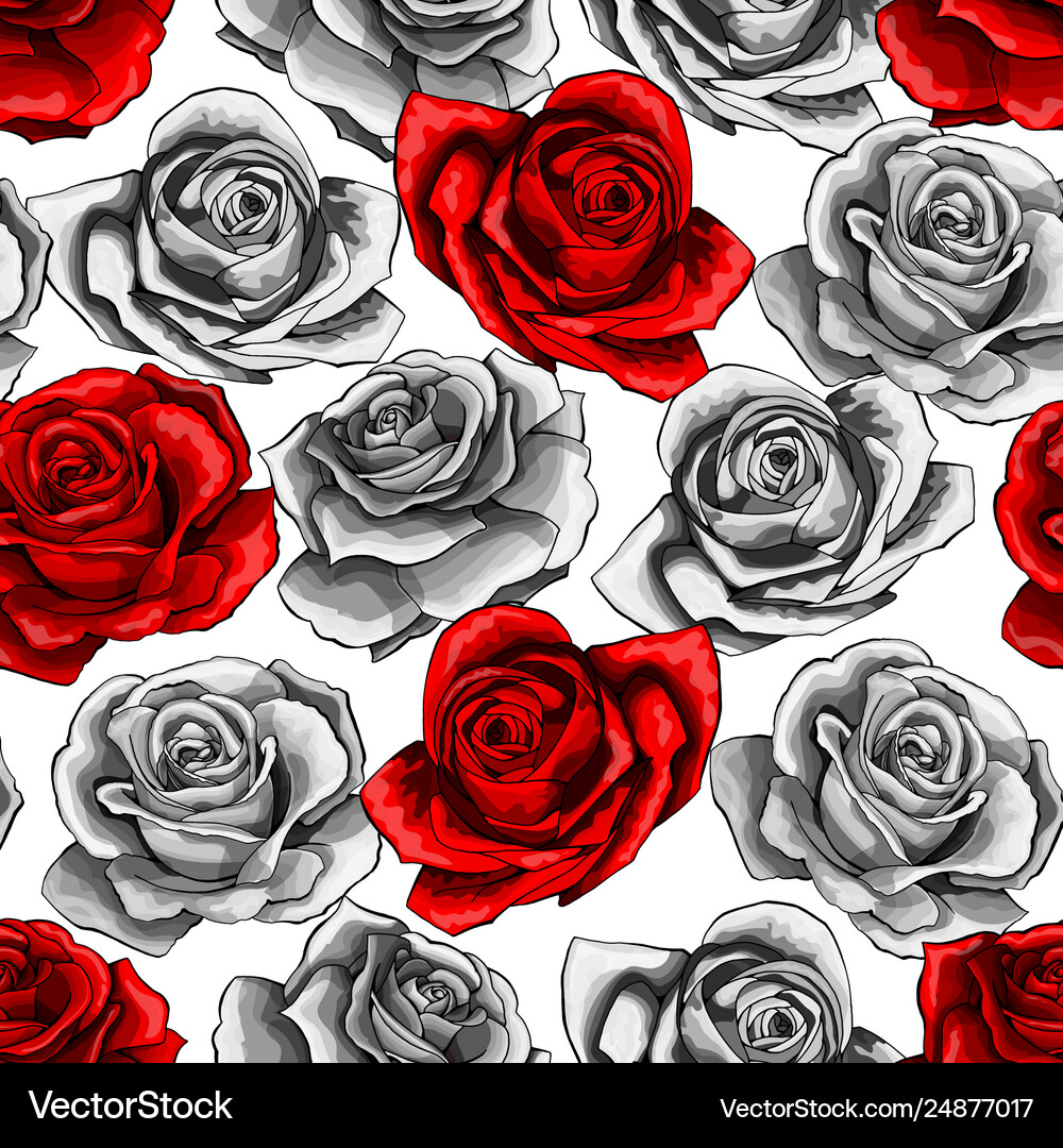 Halftone hand drawn rose flower blossom Royalty Free Vector