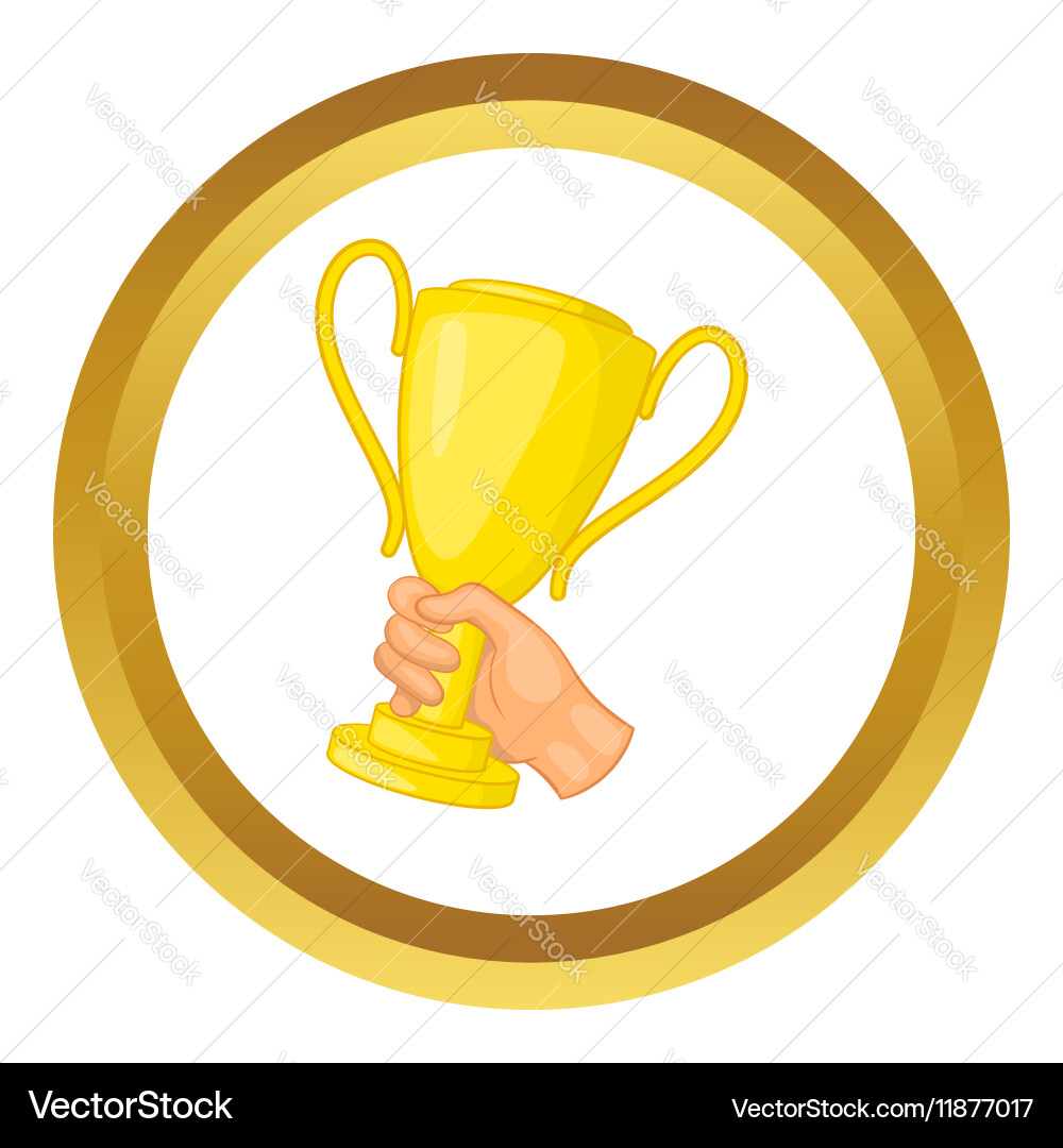 Hand holding gold trophy cup icon Royalty Free Vector Image