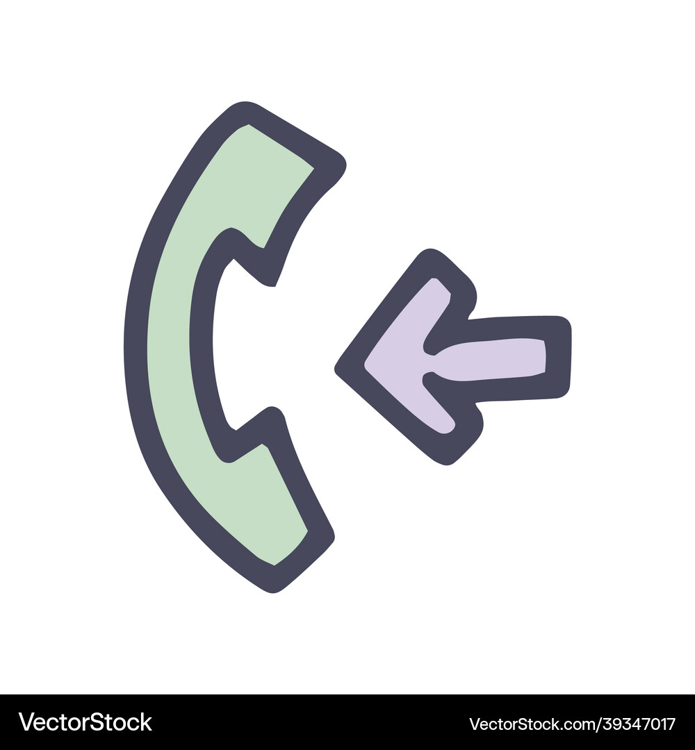 Incoming call color doodle simple icon Royalty Free Vector